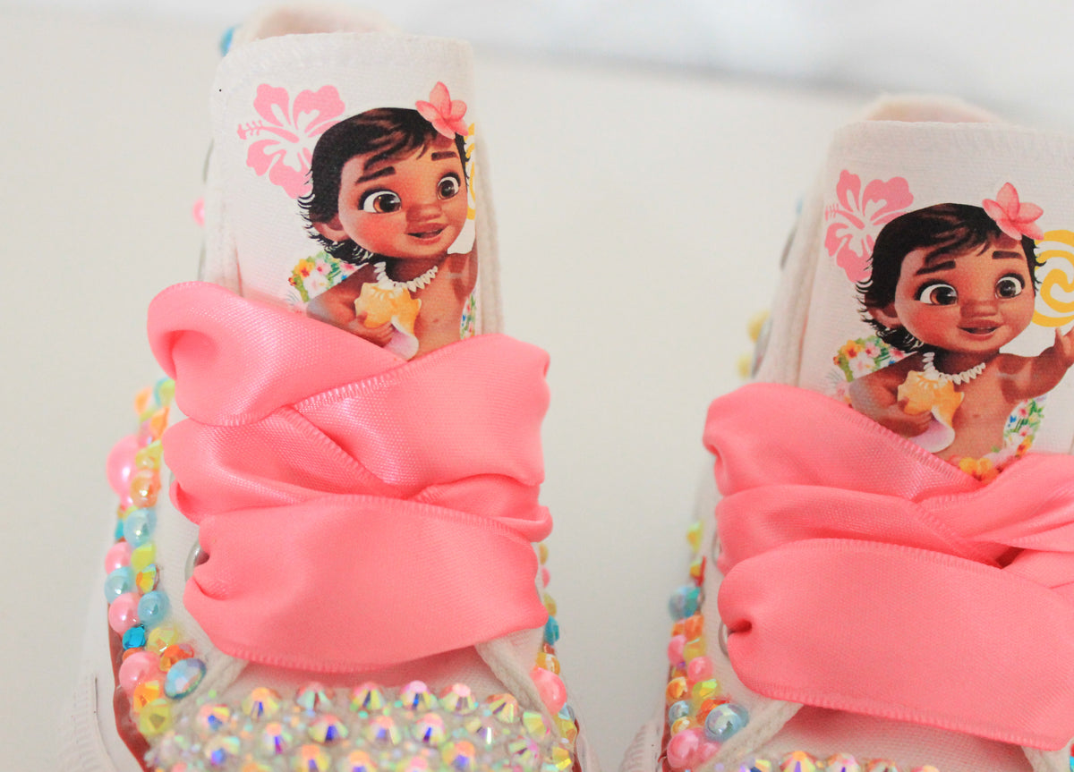 Moana Shoes Moana Bling Converse Girls Moana Shoes Moana Converse Pink Toes And Hair Bows