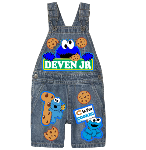 Cookie Monster Overalls- Cookie Monster Birthday Overalls- Cookie Mons ...