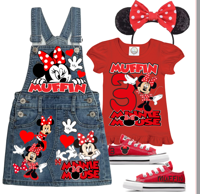 Minnie Mouse Skirt Overalls-Minnie Mouse Birthday Overalls-Minnie mous ...