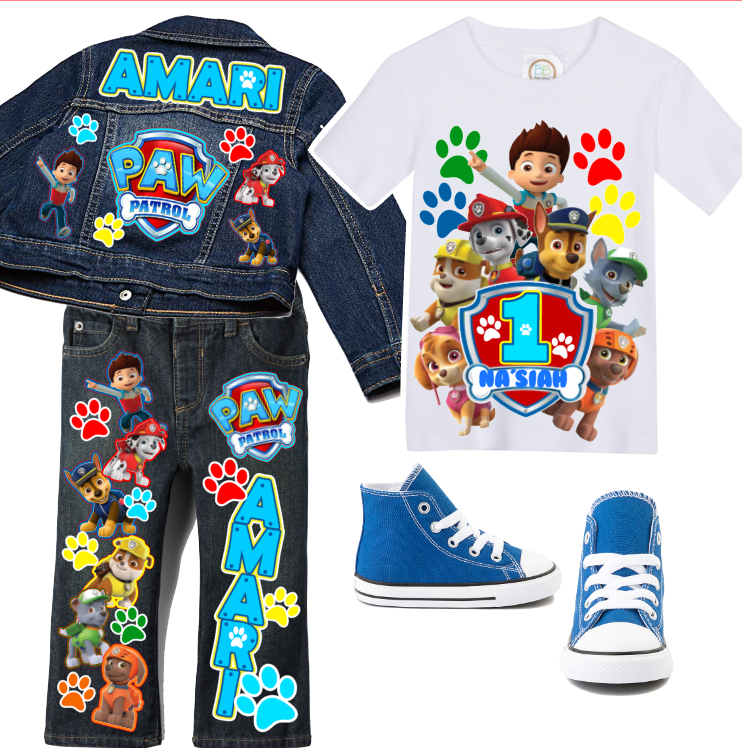 Paw Patrol boys outfit - Paw Patrol Denim Set-Boys Paw Patrol denim se – Pink Toes & Hair Bows
