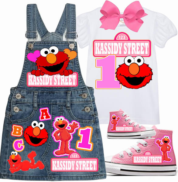 Elmo Skirt Overalls-Elmo Birthday Overalls-Elmo Birthday outfit – Pink ...