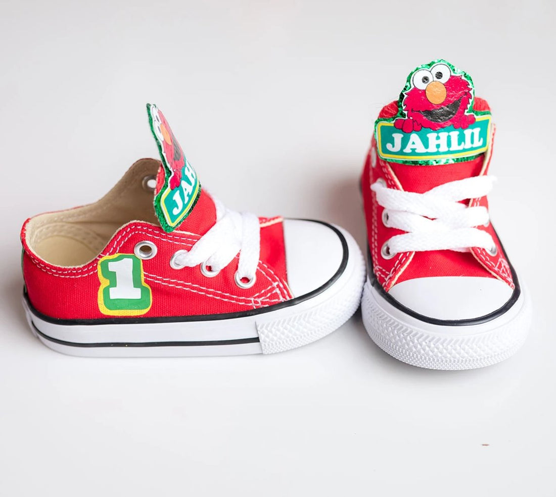 Elmo shoes-Elmo Converse-Boys elmo Shoes – Pink Toes & Hair Bows