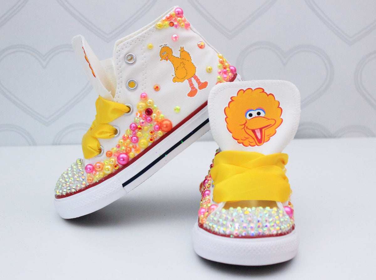 Big Bird shoes- Big Bird bling Converse-Girls Big Bird Shoes- Big Bird ...
