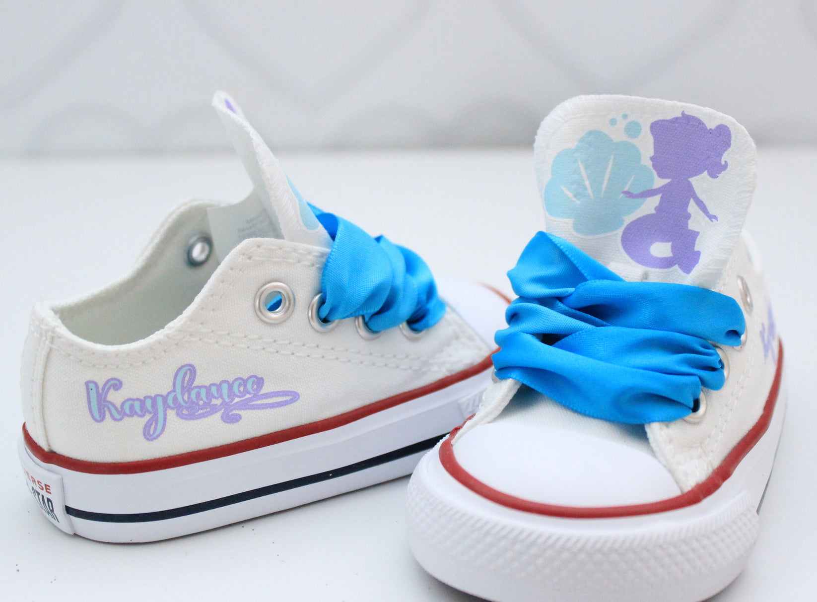 Mermaid shoes- Mermaid Converse-Mermaid Shoes – Pink Toes & Hair Bows
