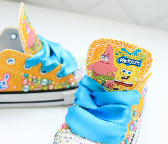 Spongebob shoes- Spongebob bling Converse-Girls Spongebob Shoes-Sponge ...