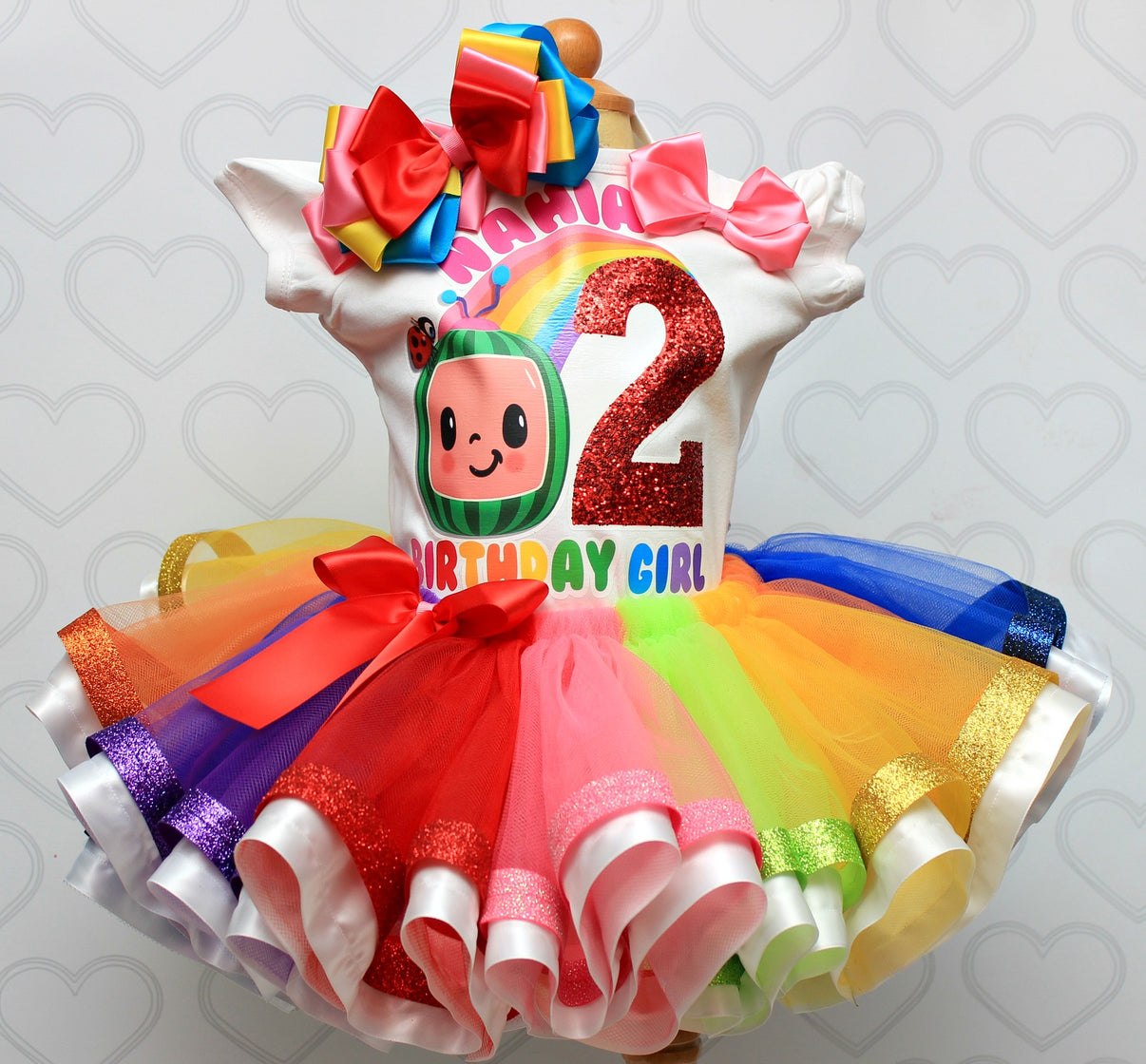 Cocomelon tutu set-Cocomelon outfit-Cocomelon dress – Pink Toes & Hair Bows