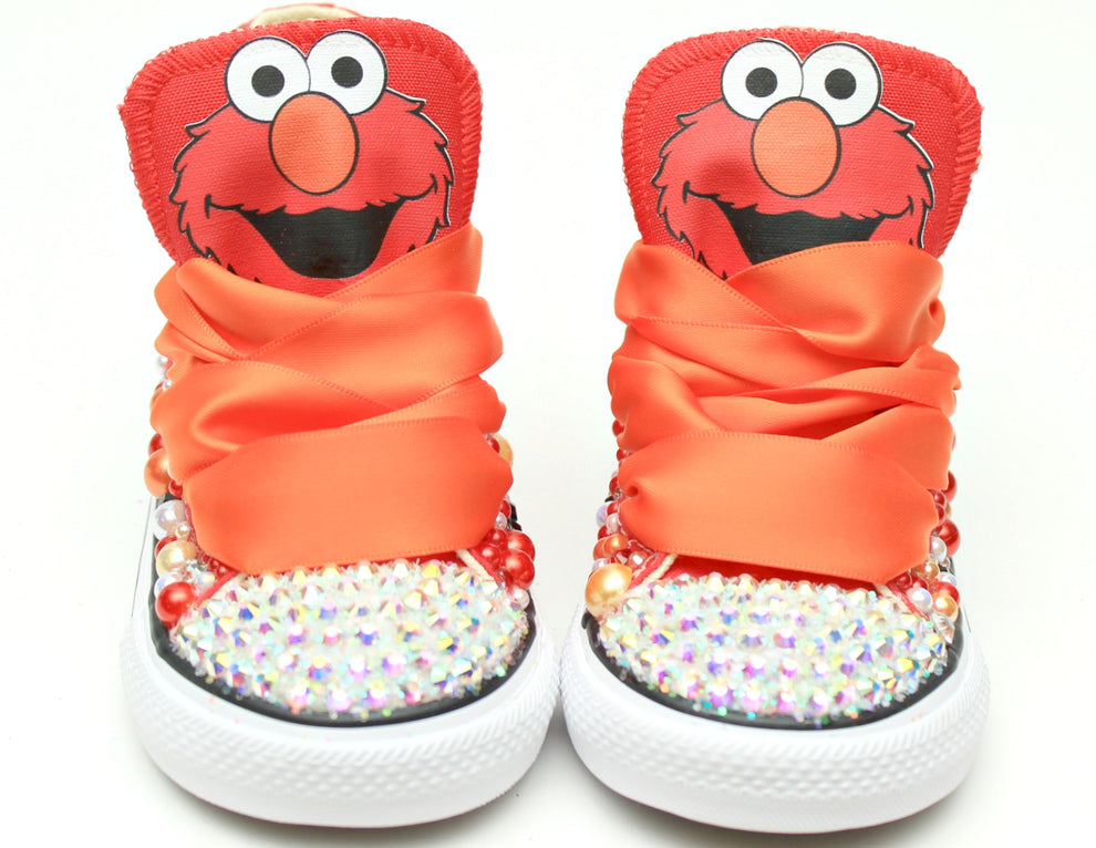 Elmo shoes- Elmo bling Converse-Girls elmo Shoes-sesame street shoes ...