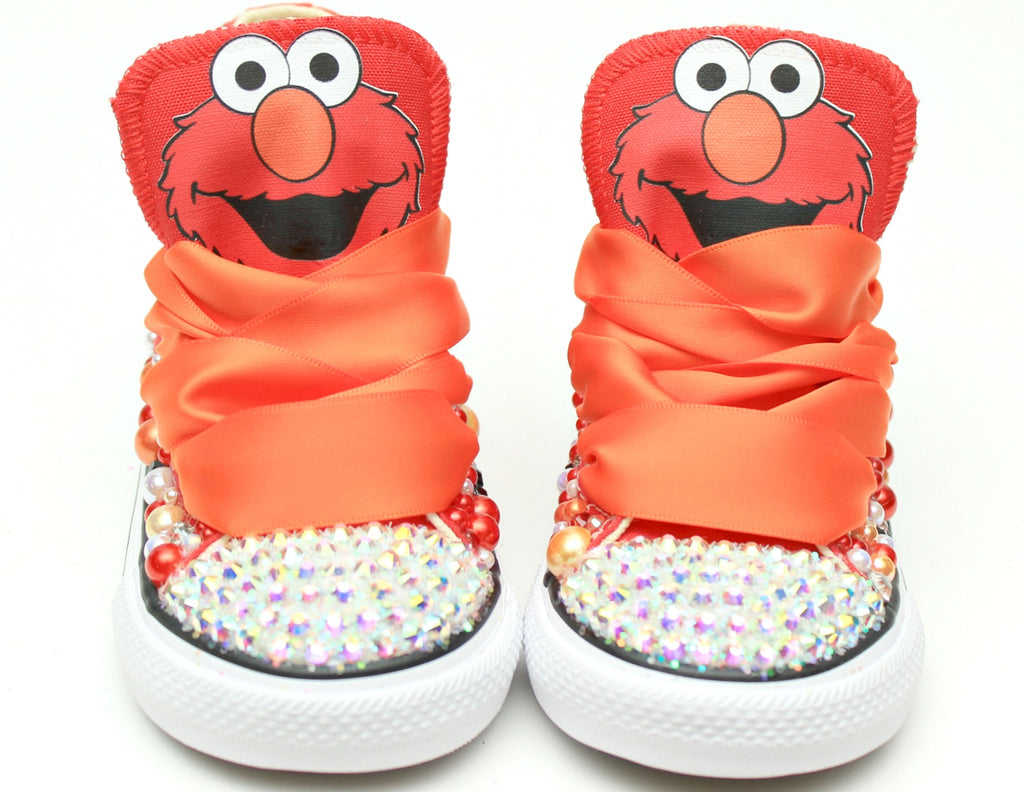 Elmo shoes- Elmo bling Converse-Girls elmo Shoes-sesame street shoes ...