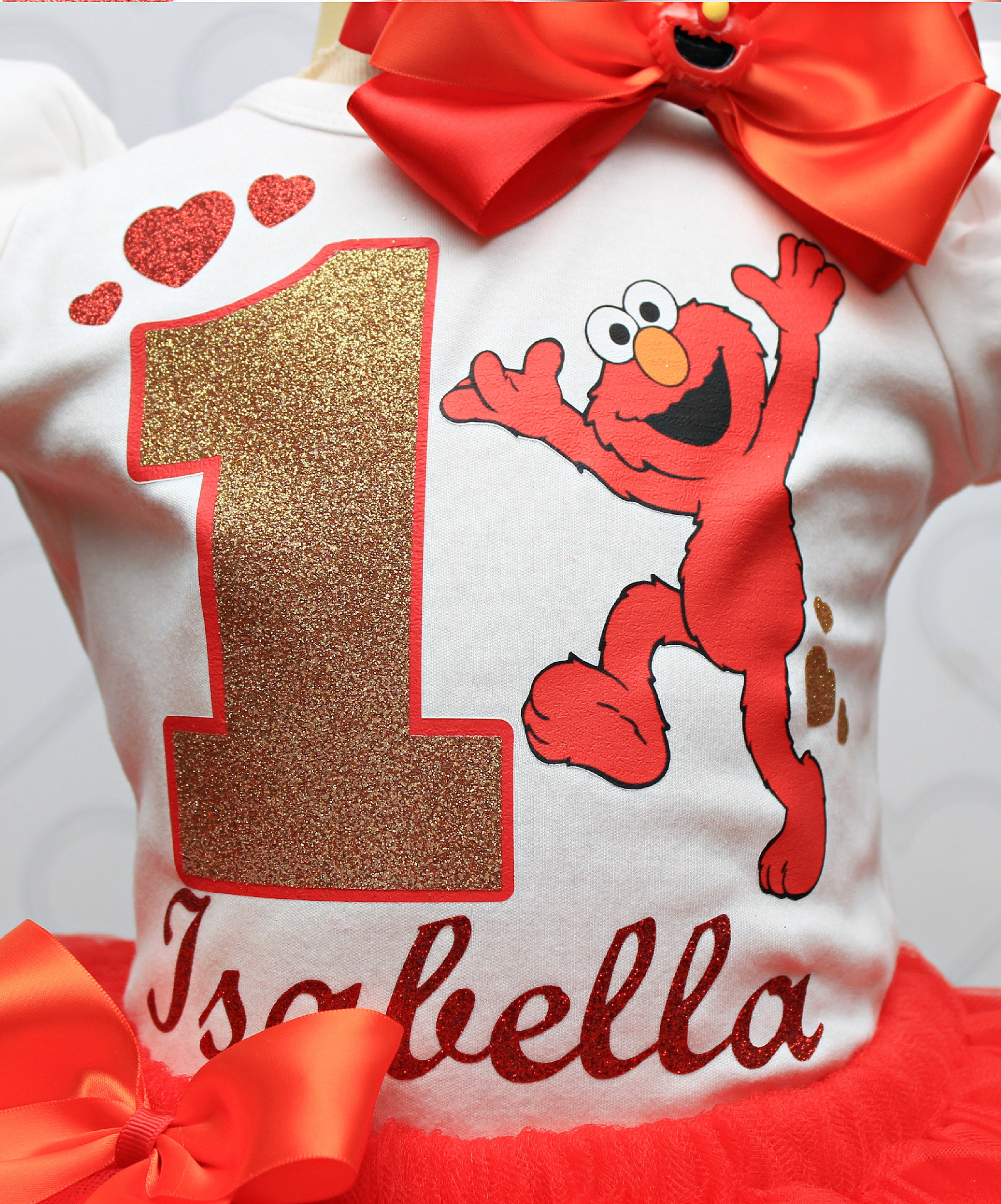 Elmo tutu set- Elmo birthday outfit -Girl Elmo outfit-Elmo ribbon trim ...