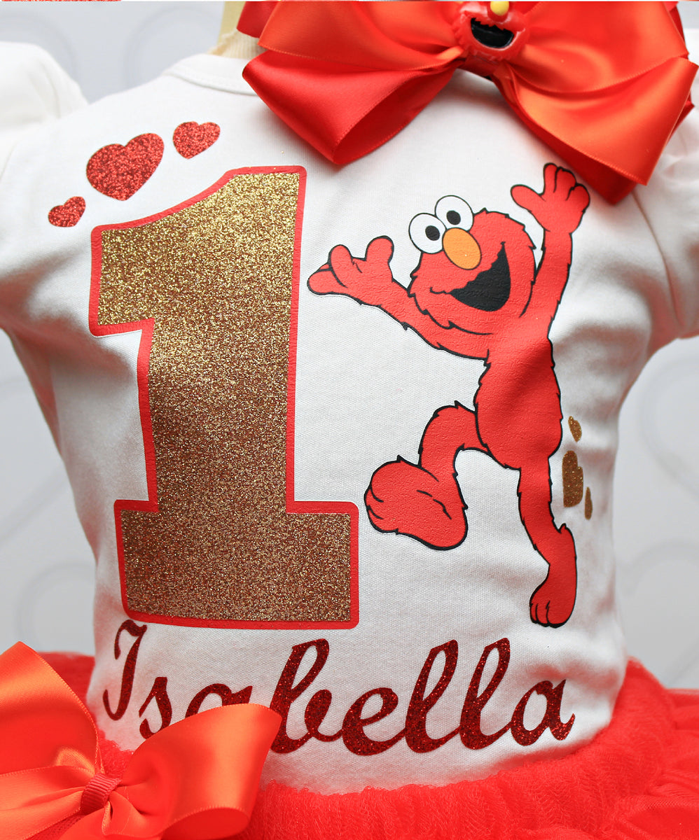 Elmo tutu set- Elmo birthday outfit -Girl Elmo outfit-Elmo ribbon trim ...