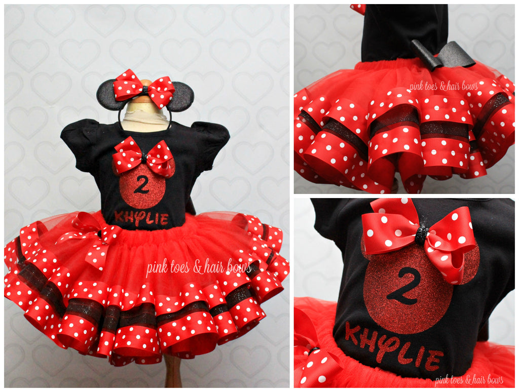 Mouse Tutu set- mouse outfit- mouse birthday outfit – Pink Toes & Hair Bows