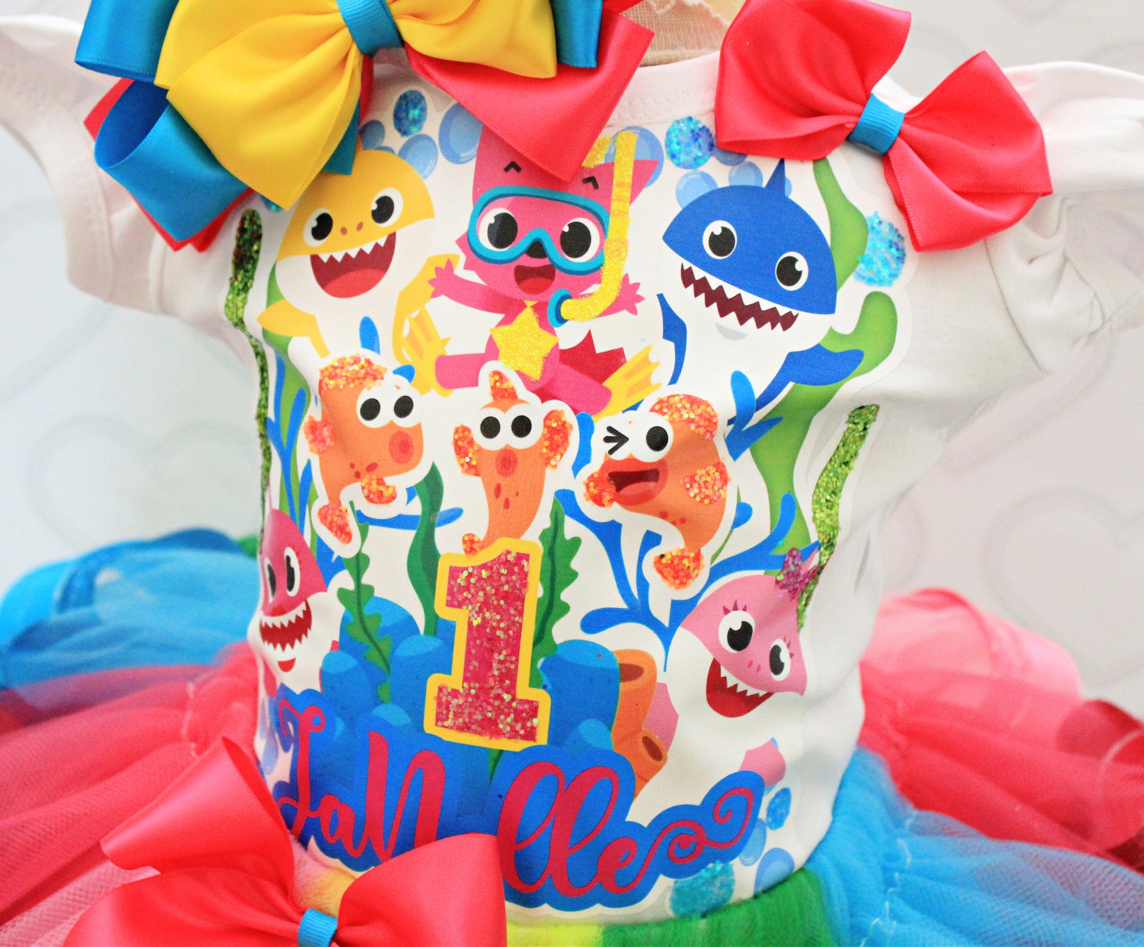 Baby Shark tutu set- Baby Shark outfit-Baby Shark dress- Baby Shark bi – Pink Toes & Hair Bows